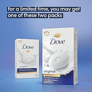 Dove Beauty Bar Soap Original 4 Count for Soft, Smooth Skin, with 1/4 Moisturizing Cream 3.75 oz