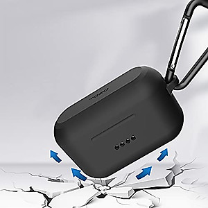 TOZO NC7 Protective Silicone Case Shockproof Soft Skin Cover for TOZO NC7 Earbuds with Front LED Visible and Keychain Black