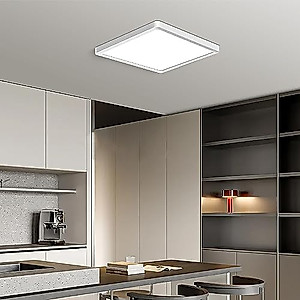 2Pack 9inch 18W LED Flush Mount Ceiling Light, 5000K Daylight White LED Ceiling Light, 1800LM Flat Square LED Ceiling Lamp for Bedroom, Kitchen, Living Room (White)