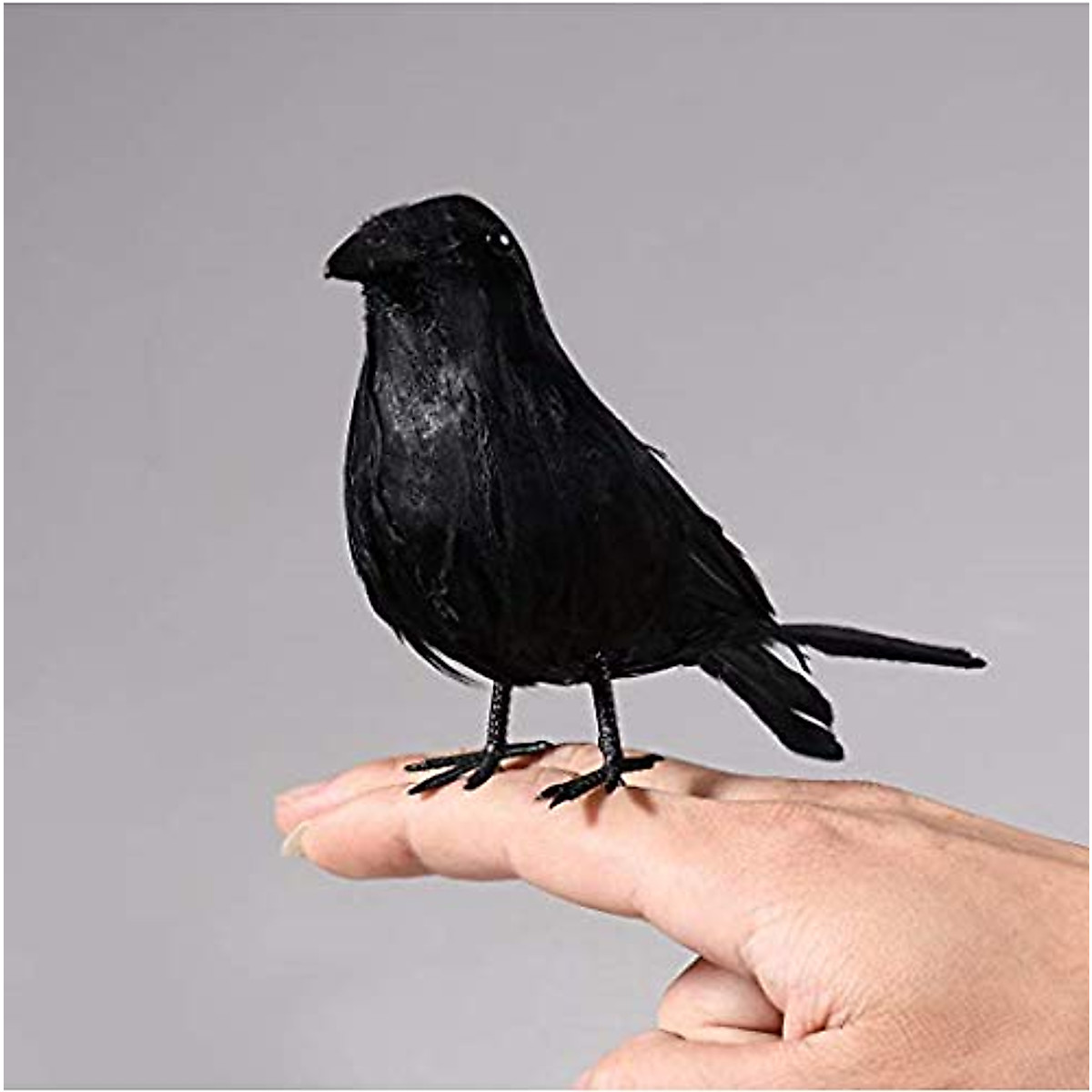 Warmtree 8 Pcs Black Feathered Crows Ravens Statue Black Birds Figurine Handmade Artificial Birds Halloween Crows for Halloween Party Home Garden Decoration Outdoor Indoor Party Supplies Props