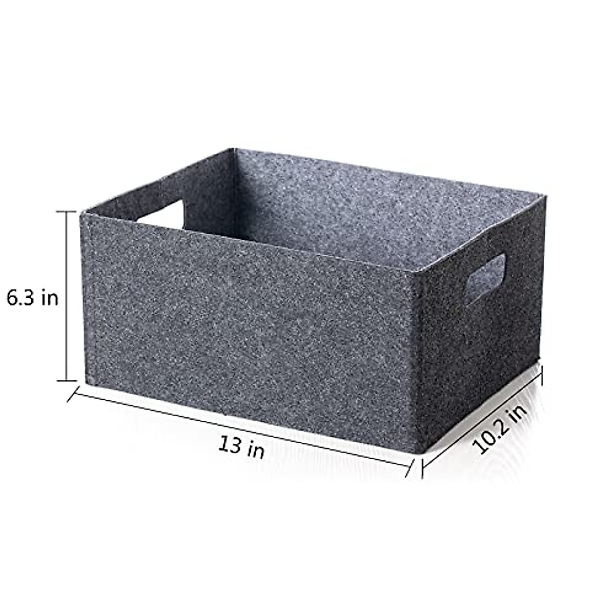 2 pack self-supporting collapsible felt storage basket in darkgrey for storaging and sorting of clothes, toys and office files