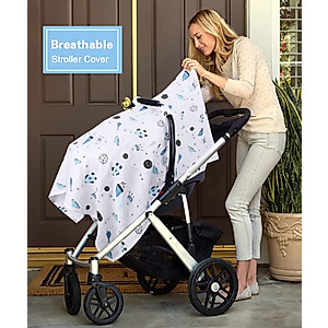 Muslin Car Seat Covers for Babies, Lightweight Infant Carseat Canopy, Breathable Baby Carrier Cover, Newborn Boys Girls Shower Gift, Fit Spring Summer/Hot Days/Warm Weather