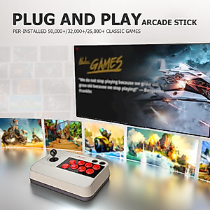 Arcade Stick X3 Super Console, Retro Game Console,50000+Games, All-Around 3D Joysticks, Support Custom Buttons,EmuELEC 4.5/Android 9.0 /CoreE 256G TF Card, Grey
