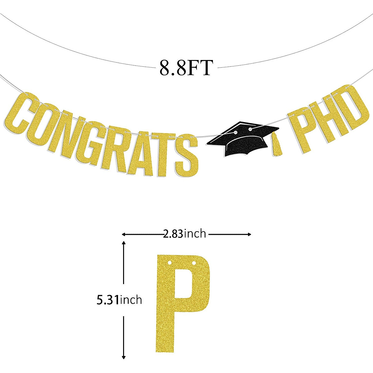 Congrats PHD Banner,Graduation Themed Class of 2024 Congrats Doctor Decorations，We are So Proud of You，Congratulations PHD College Graduation Party Supplies Black Gold