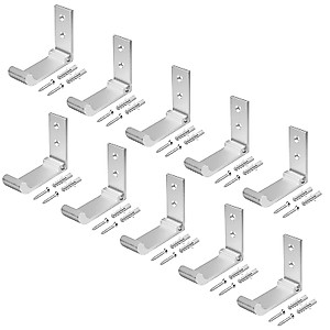 heneng 10 Pack 2" Silver Folding Coat Hook with Screws, Aluminium Alloy Foldable Hooks No Rust Wall Mounted for Keys, Towel, Hat, Bags, Headphones Holder, Headset Wall Hanger, Max.Load 44lb.