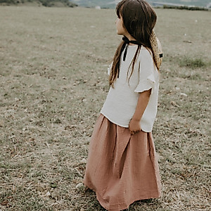 Cigit Concept Stylish and Elegant 100% Cotton Baby Girl Skirt Set - Perfect for Special Occasions or Everyday Wear (3-4 Y) Light Brown