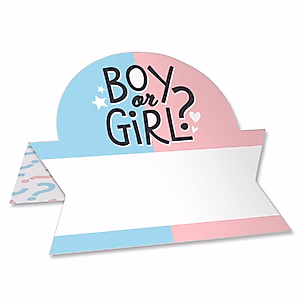 Big Dot of Happiness Baby Gender Reveal - Team Boy or Girl Party Tent Buffet Card - Table Setting Name Place Cards - Set of 24