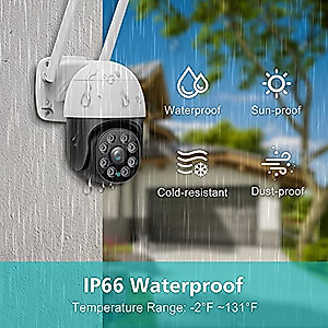 Morecam Security Cameras Outdoor, 360° View PTZ 2.4G WiFi Cameras for Home Security with Mobile App, Surveillance Camera Outside with Night Vision IP66 Compatible with Alexa Motion Detector(2 Pack)