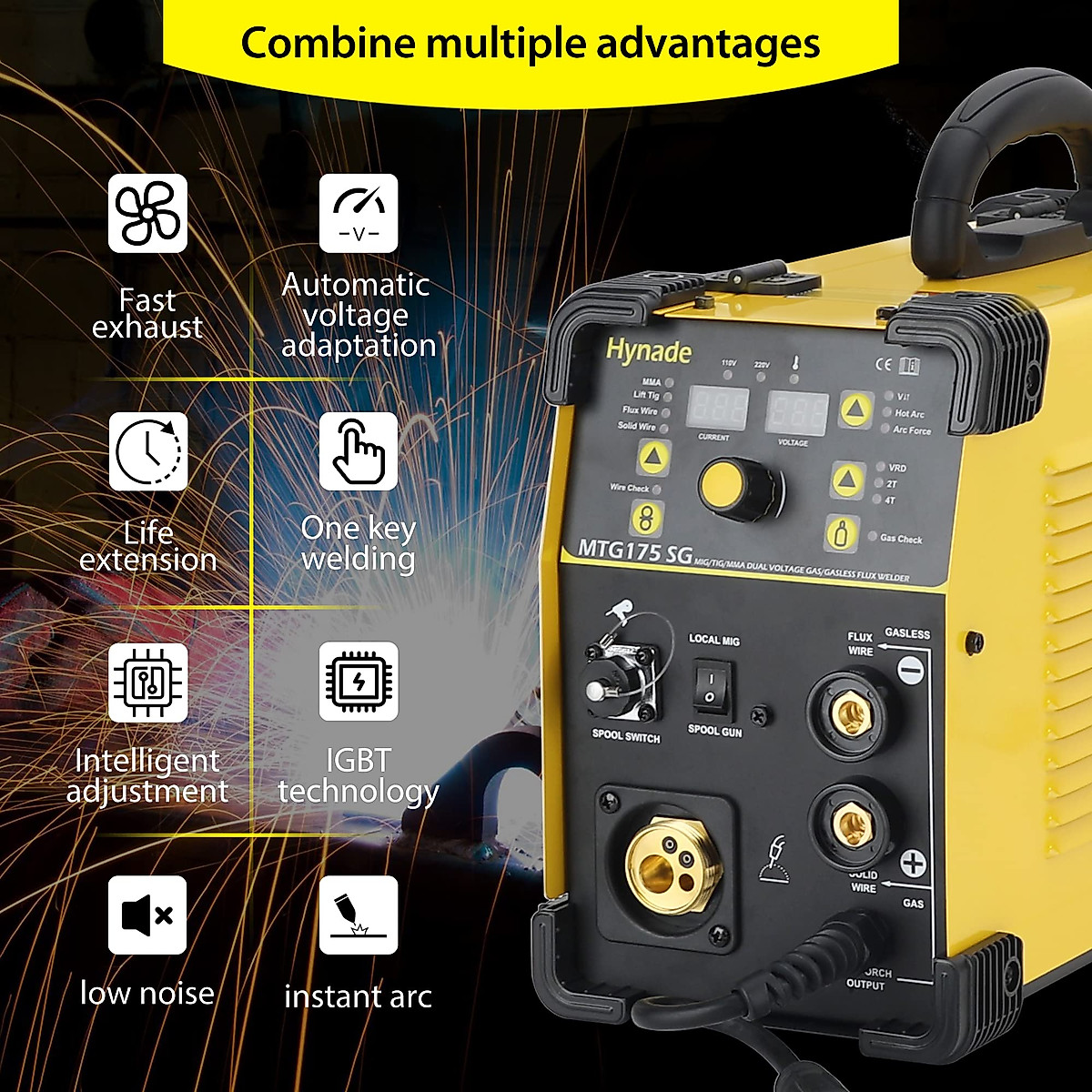 Multi-Function 3 in 1 Tig Stick Spool Mig Welder MTG175 SG- Welding Gloves 16 Inches