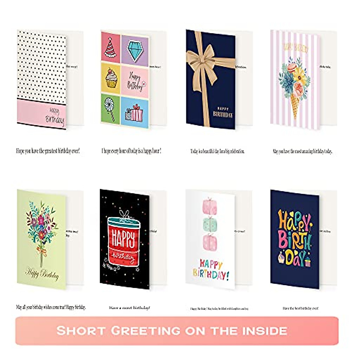 80 Unique Bulk Birthday Cards w/ Envelopes & Messages Inside