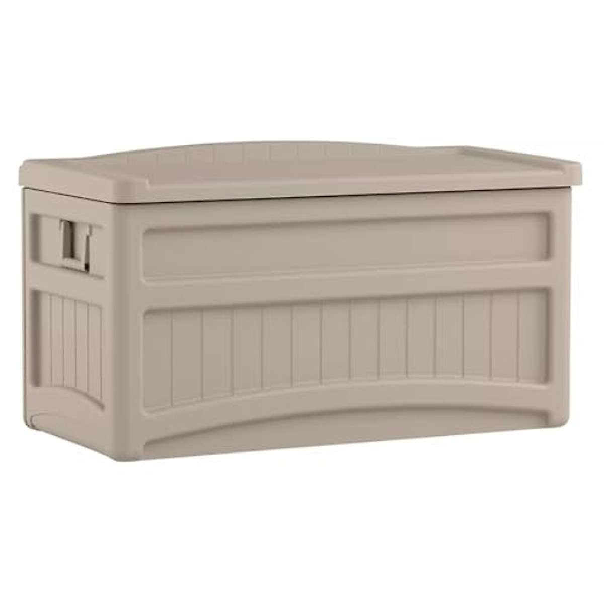 73 Gallon Waterproof Resin Deck Box, Indoor Outdoor Portable Wheeled Storage Bench Storage Container Box with Seat, Storage for Patio Furniture, Outdoor Cushions, Garden Tools and Pool Supplies, Tan