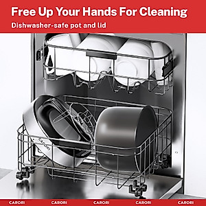 CARORI 9-in-1 Electric Pressure Cooker 6 Qt, Programmable Multi-Function Cooker with Safer Venting Design, Rice Cooker, Slow Cooker, Steamer, Sauté, Warmer & Sterilizer, 1000W, Stainless Steel