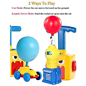 NEXTAKE Balloon Powered Car and Launcher Set, Balloon Launcher Toy Set Balloon Power Racer Air Inertial Car Toy Balloon Launcher Launch Pad with 12 Balloons (Duck with Launch Tower 2)