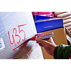 edding 800 permanent marker - black - 1 pen - chisel nib 4-12 mm - for bold markings - waterproof, quick-drying, smear-proof pens - for cardboard, plastic, wood, metal, glass and fabric
