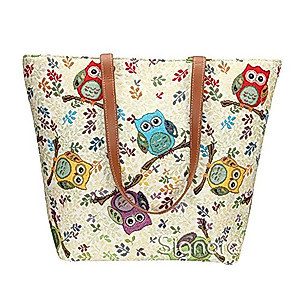Signare Tapestry Shoulder Bag Tote Bag for Women with Owl Design (SHOU-OWL)