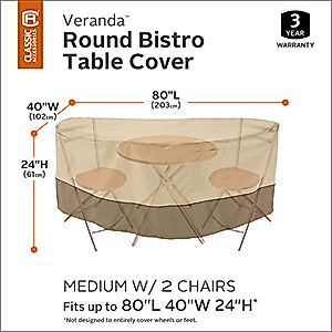 Classic Accessories Veranda Water-Resistant 40 Inch Bistro Round Patio Table & Chair Set Cover