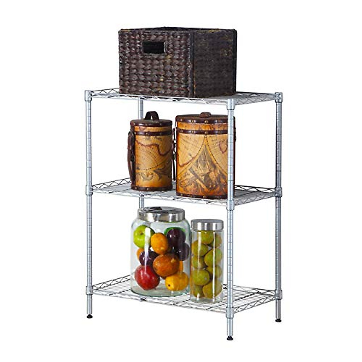 Ochine 3 Shelf Storage Shelves Wire Shelving Unit Organizer Rack Steel Pantry Closet Shelving Heavy Duty Adjustable Height Black Metal Shelves for Kitchen Bathroom Laundry Garage (3 Tier)