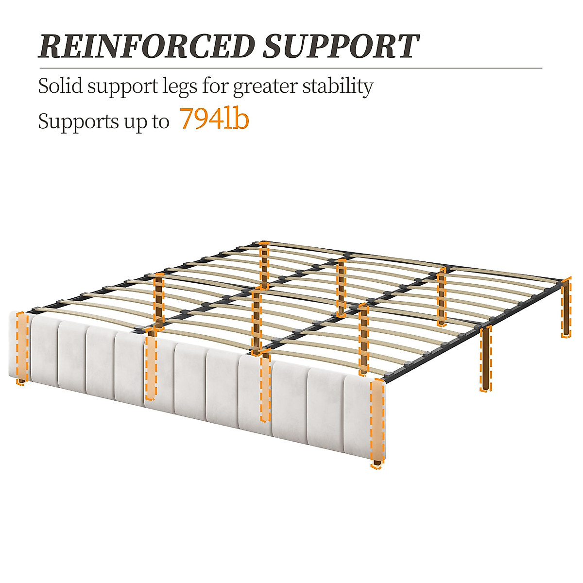 Yaheetech King Bed Frame Upholstered Platform Bed with 4 Storage Drawers, Large Storage Space/Strong Wooden Slats/Non-Slip and Noise-Free/No Fixed Headboard/No Box Spring Needed/Beige King Bed