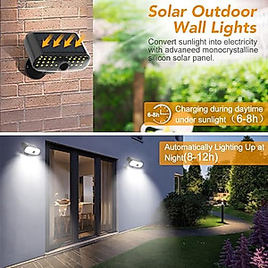 Solar Lights Outdoor 2 Pack Solar Motion Sensor Security LED Lights,3 Lighting Modes IP65 Waterproof Wireless Solar Wall Lights,Bright for Patio Front Door Garage Garden Fence Yard Deck(Daylight)