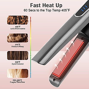 DESIPESI Cordless Hair Straightener and Curler, 2 in 1 Portable Mini Flat Iron & Curling Iron, Fast Heating & Titanium Plate Straightener Curling Iron with 3 Adjustable Temp, LCD Temp Display