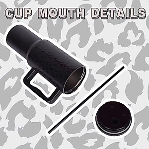 ZHIDENGWJ Stainless Steel Vacuum Insulated Tumbler with Lid and Straw for Water, Iced Tea or Coffee(Black Leopard Print)