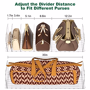 MEKEET Purse Organizer, Acrylic Purse Organizer for Closet, 32 Inch 10 Panels Adjustable Shelf Bag Divider, Clear Wave Detachable Handbag Storage Shelf, Keep Purses Upright