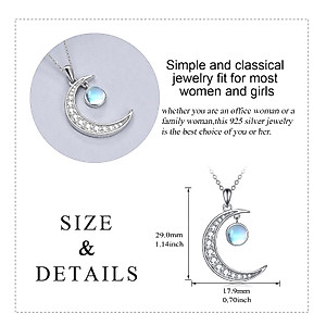 YAFEINI Crescent Moon Necklace Gifts for Women Sterling Silver Moonstone Crescent Moon Pendant Necklace Jewelry Gifts for Women Teen Girls
