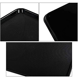 AnnkkyUS Plastic Serving Trays, Rectangle Fast Food Trays Set of 6, Black