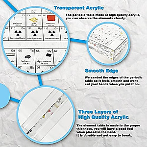 BEWITU Periodic Table with Real Elements Inside, Acrylic Periodic Table with Flannel Bag, Large Periodic Table of Elements, Chemistry Gifts for Kids Adults Teacher(8.3" x 5.5")