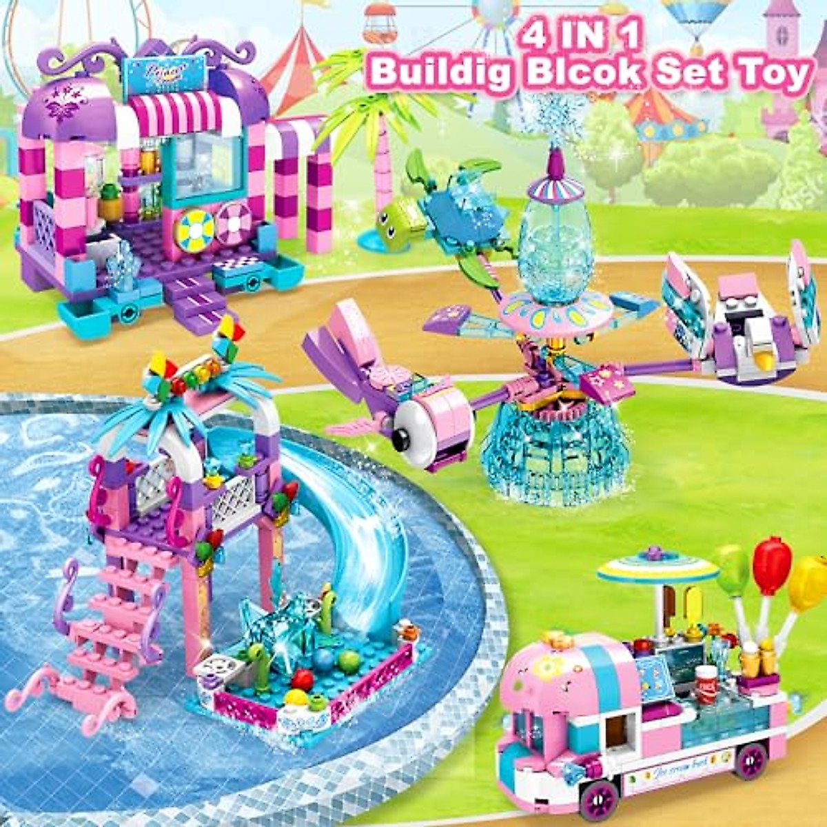 Sitodier Girls Building Blocks Toys 638 Pieces 4 Models Princess Building Bricks Toys for Kids STEM Construction Play Set Toy Best Gifts for Girls Age 6-12 Birthday Christmas