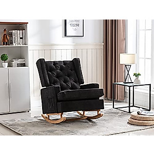 Tidyard Living Room Comfortable Rocking Chair Accent Chair，Black for Living Room, Bedroom, Balcony, Home Furniture