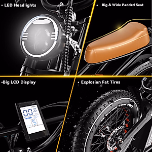 Euybike S4 Electric Motorcycle Bike,2000W Motor(Peak Out 3000W) with 48V 25Ah Battery,80+ Miles Long Range, 30Mph Fat Tires Dirt Ebike, All-Terrain, Ideal for Commuting, Off-Road, Unisex E-Bike