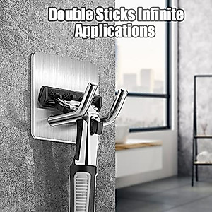 YasTant 4 Pcs Premium Heavy Duty Adhesive Hooks Wall Hangers for Bathroom, Self Stick Hooks for Hanging Heavy Duty, Self Adhesive Razor Holder for Shower Wall Inclined