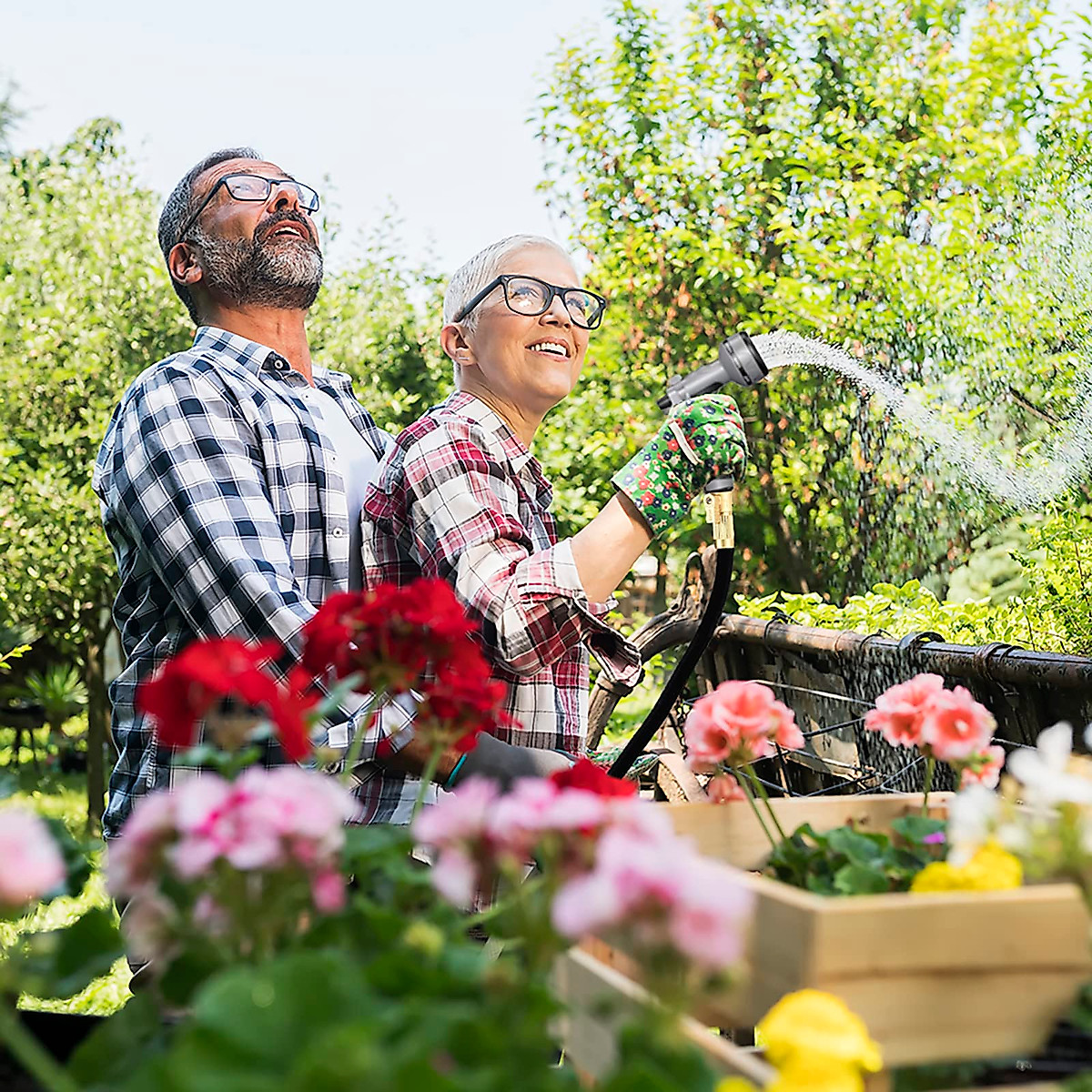 Garden Hose Nozzle,New Upgrade Hose Nozzle,8 Adjustable Watering Patterns Hose Sprayer Nozzle & Water Hose Nozzle, Hose Sprayer Suitable for Watering Plants/Washing Cars/Showering Pets (Grey)