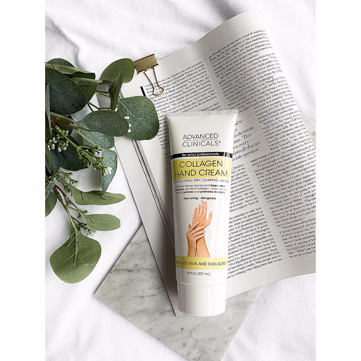 Advanced Clinicals Collagen Hand & Body Cream Skin Care Moisturizer Lotion For Dry Cracked Skin. Soothing & Hydrating Plant Collagen Lotion W/Aloe Vera, Green Tea, & Shea Butter, Large 8 Fl Oz