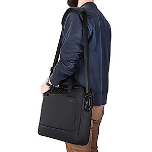 Targus Cypress Briefcase with EcoSmart for Business Traveler and School with 2-Compartments, Padded Shoulder Strap, Protective Slipcase Sleeve fits 15.6-Inch Laptop, Black (TBT926GL)