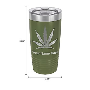LaserGram 20oz Vacuum Insulated Tumbler Mug, Marijuana leaf, Personalized Engraving Included (Camo Green)