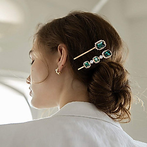 5 pcs Pearl Hair Pins for Women Hair Accessories Green Hair Clips Hair Bling Pearl Bobby Pins Emerald Hair Barrettes for Hair Styling