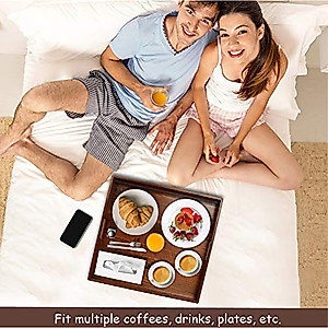 Large Ottoman Tray | 19 x 19 inches Oversized Square Solid Black Walnut Wooden Table Serving Tray | with Handles - Durable - Sleek Design for Coffee, Tea, Breakfast Platter, Decorative