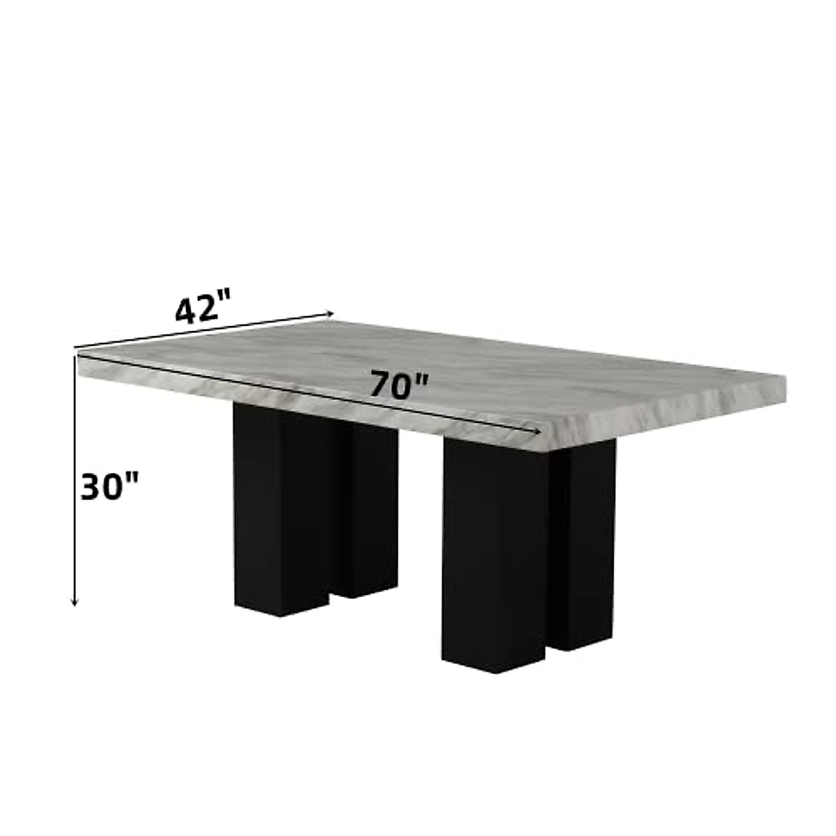 Melpomene Premium 7-Piece Dining Table Set with One 70" L Faux Marble Dining Rectangular Table and 6 Upholstered-Seat Chairs for 6, for Dining Room and Living Room Furniture (Classic Black)