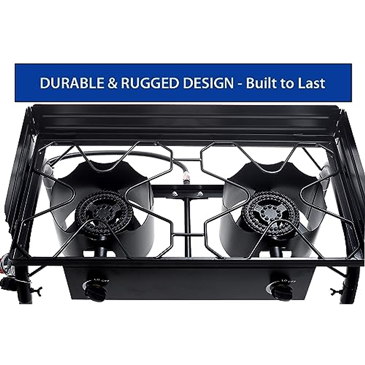 Flame King 200,000 BTU Propane Burner Gas Stove Heavy Duty Turkey Fryer/Camp Cooker, Portable with Stand Great for Outdoor Cooking, Home Brewing & Canning