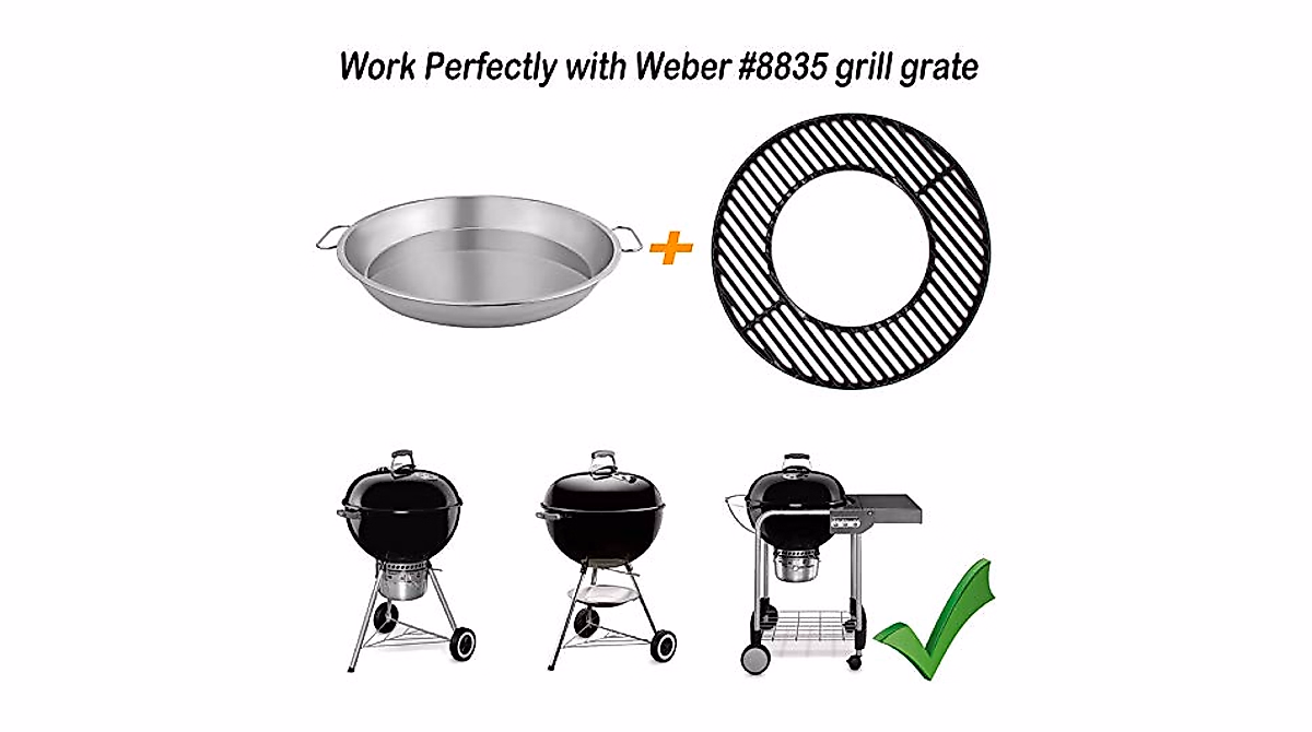 MixRBBQ Stainless Steel Drip Pan for Green Egg & Weber Grills
