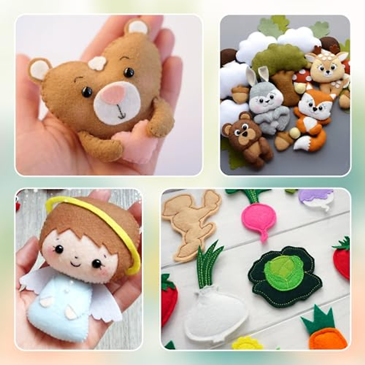 Jeffdad 10Pcs Felt Fabric Sheets, 11.8"x7.87" Soft Craft Felt Sheets for Crafts DIY Patchwork Sewing School Projects Decoration 1mm Thick(White)