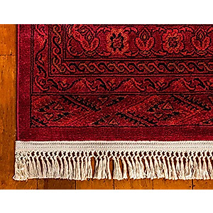 Unique Loom Tekke Collection Over-Dyed Saturated Traditional Torkaman Area Rug, 9 ft x 12 ft, Red/Black
