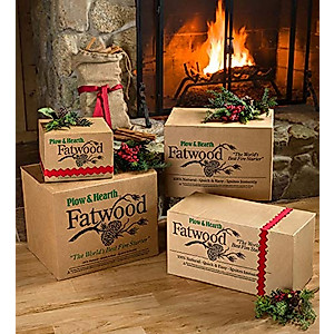 Plow & Hearth Boxed Fatwood Fire Starter All Natural Organic Resin Rich Eco Friendly Kindling Sticks for Wood Stoves Fireplaces Campfires Fire Pits Burns Quickly and Easily Safe Non Toxic (40 LB)