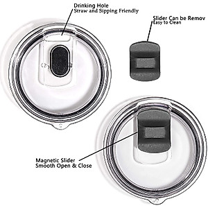 20 oz Magnetic Tumbler Lid for Compatible with YETI Rambler, Ozark Trail, Old Style Rtic and More, Magnetic Slider Switch Spill Proof Tumbler Cover (10/20oz Black 1Pcs)