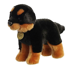 Aurora® Realistic Miyoni® Rottweiler Stuffed Animal - Lifelike Detail - Cherished Companionship - Black 10 Inches
