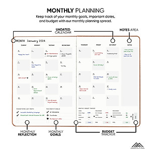2024 Planner 8.5 x 11 Pro Max - Undated Productivity & Business Planner - Monthly Planner 2024 & Daily Planner 2024-2025 - Pink - A4 - Productivity Store