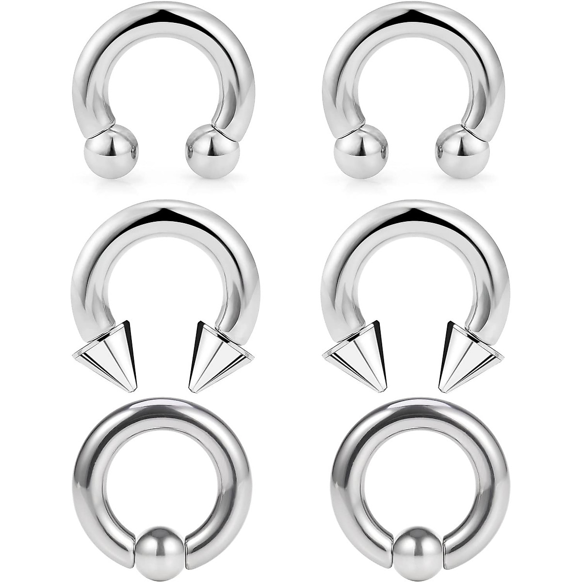 Ocptiy 8G Septum Ring Jewelry Ear Earrring Gauges Tunnel Plug stretching kit Big Large Septum Nose lip Ring Hoop Stainless Surgical Steel Cartilage Helix Tragu Earring Piercing Jewerly Women Men 12mm