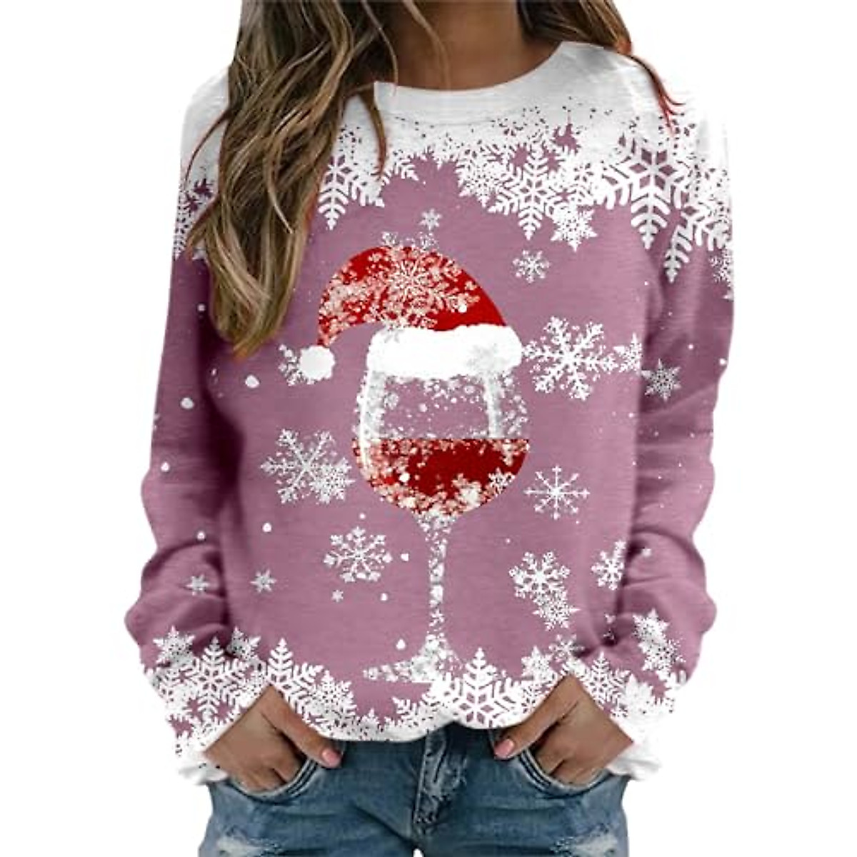 Christmas Sweatshirts for Women Fall Sweater for Women 2023 Merry Christmas Shirts Women Christmas Shirts for Women Cute Cold Shoulder Trendy y2k Outfits Long Sleeve top Floor Length Women’s